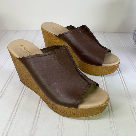 Callisto | Shoes | Callisto Brown Faux Leather Platform Wedge Slide ...